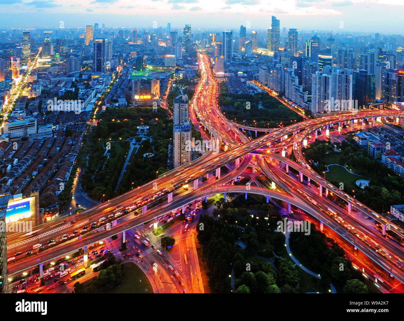 --FILE--View of elevated highways in Shanghai, China, 18 July 2008. The ...