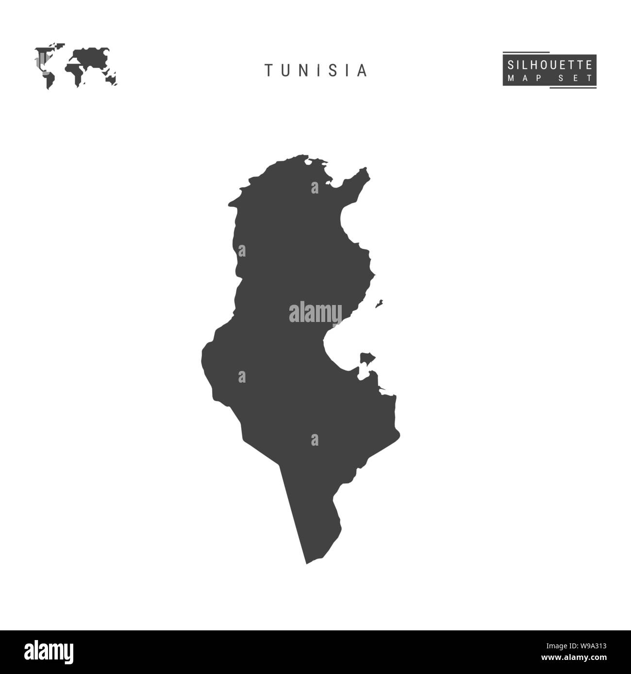 Tunisia Blank Vector Map Isolated On White Background High Detailed