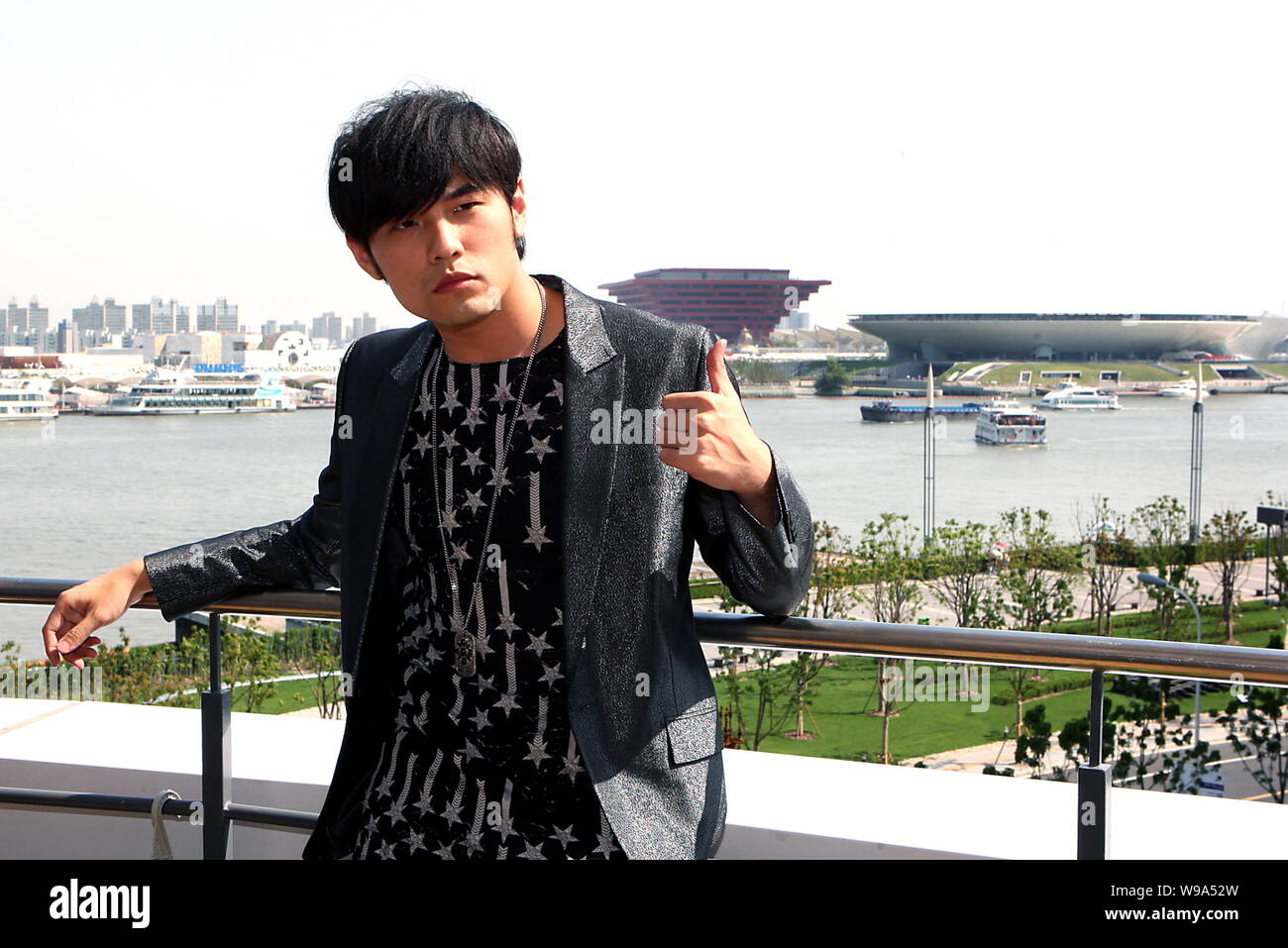 Taiwanese singer and actor Jay Chou poses during a press conference for ...