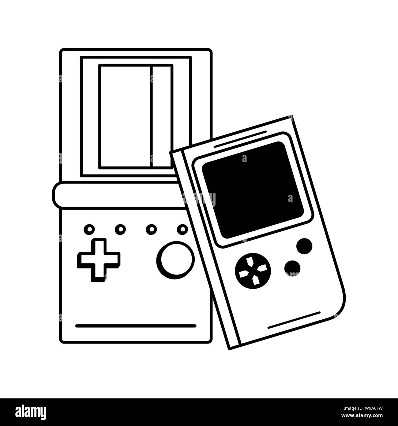 retro vintage game tetris cartoon in black and white Stock Vector Image ...