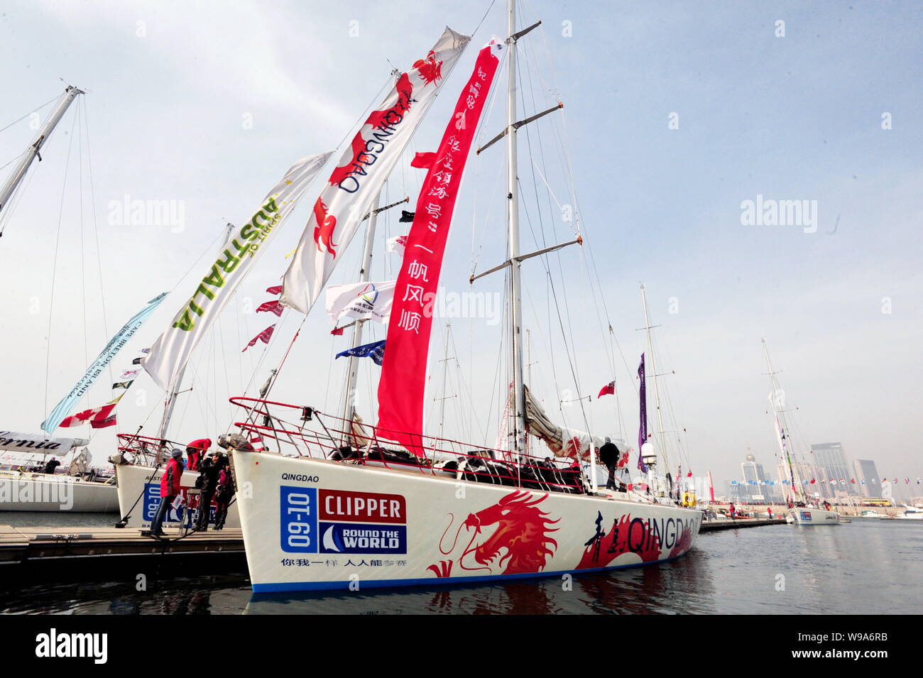 Team Qingdao is seen berthed at the Qingdao Olympic Sailing Center ...
