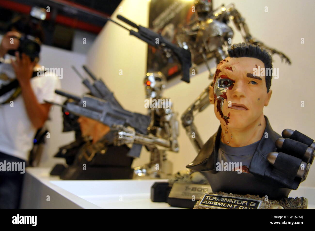 Models of the Terminator are displayed during the Shanghai ...