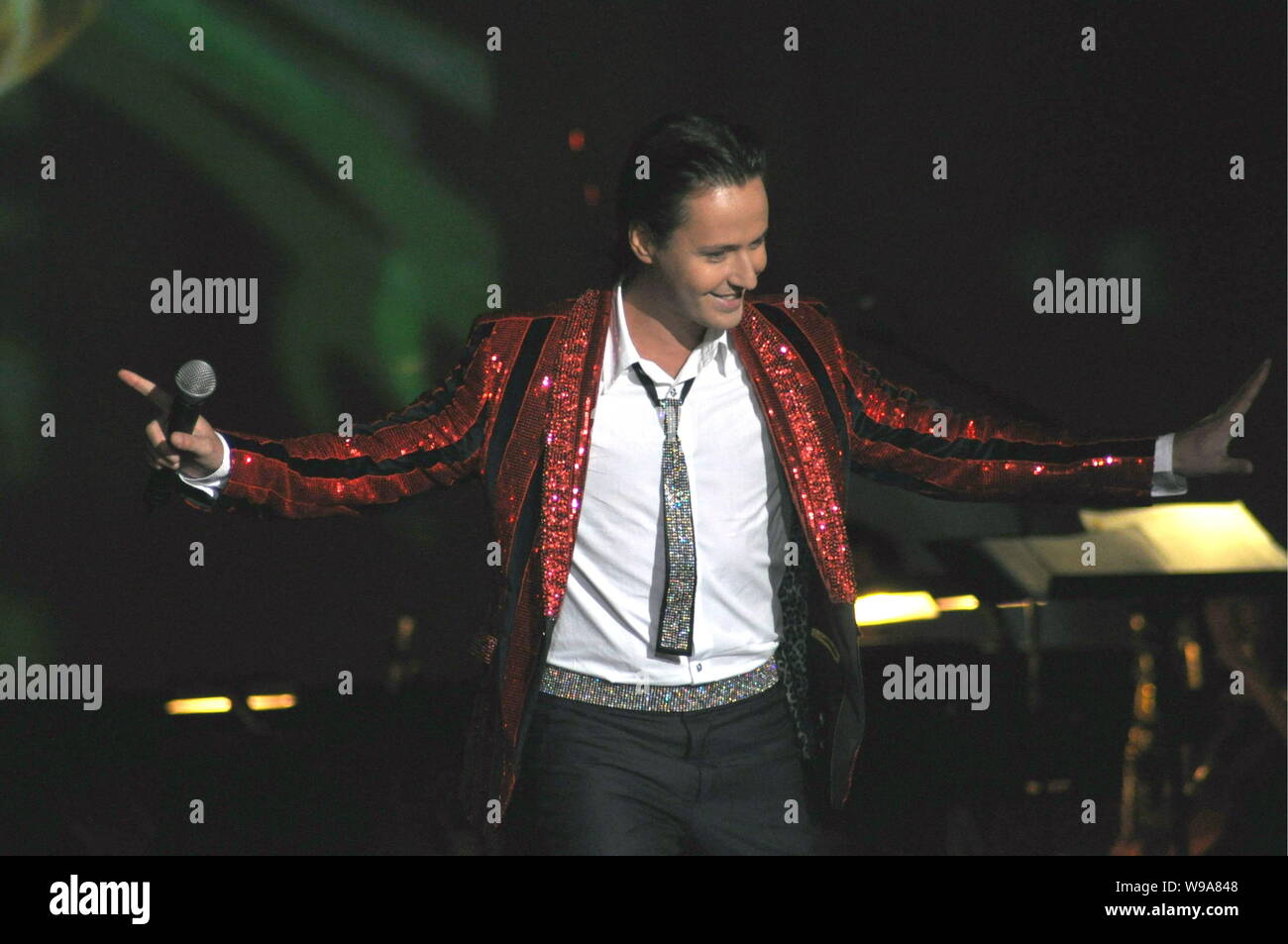 Russian singer Vitas performs during a charity concert in Shanghai ...
