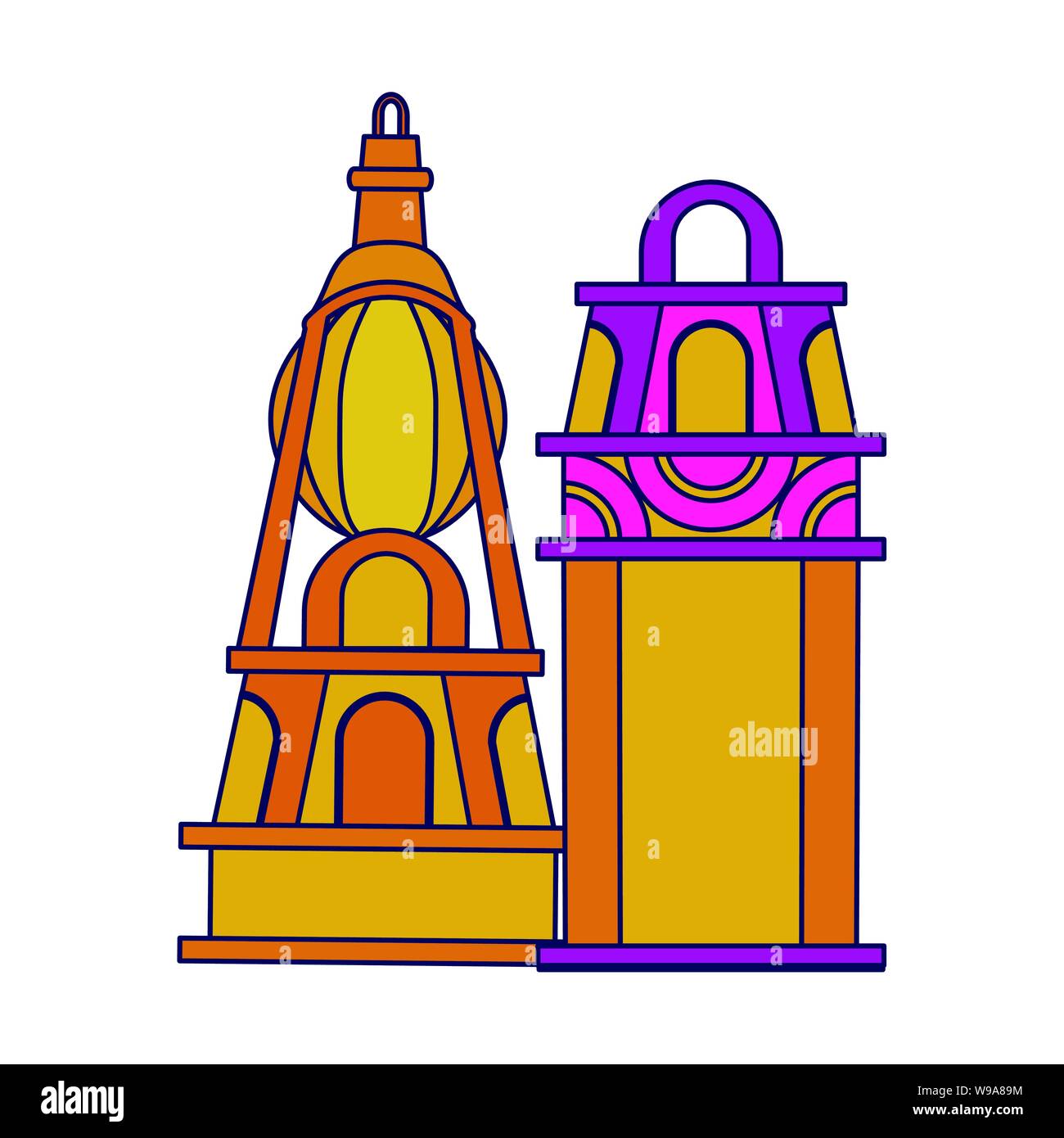 lanterns decoration festival lamps cartoon Stock Vector Image & Art - Alamy
