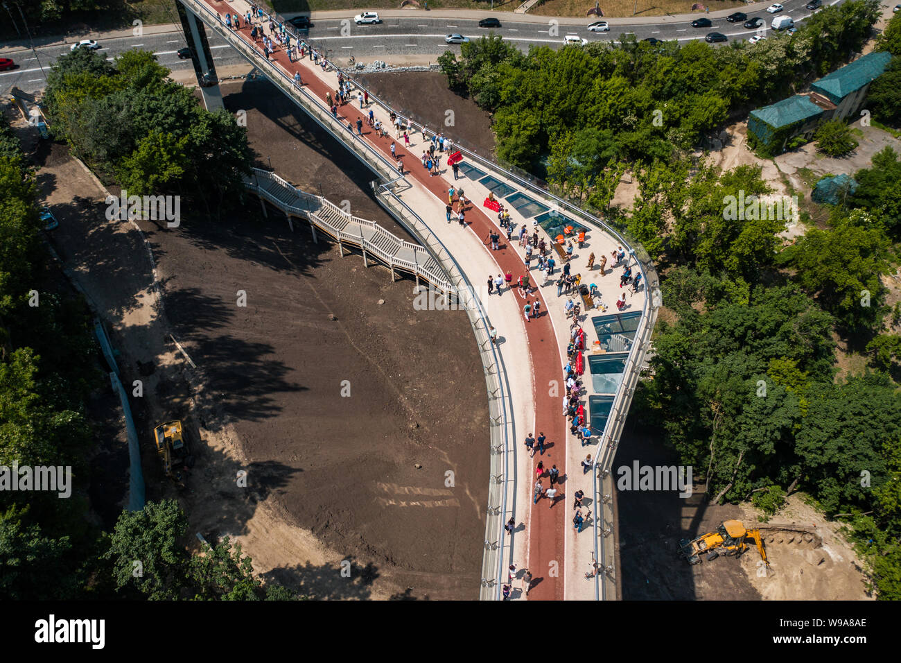 Aerial drone view of new pedestrian bridge from above Stock Photo - Alamy
