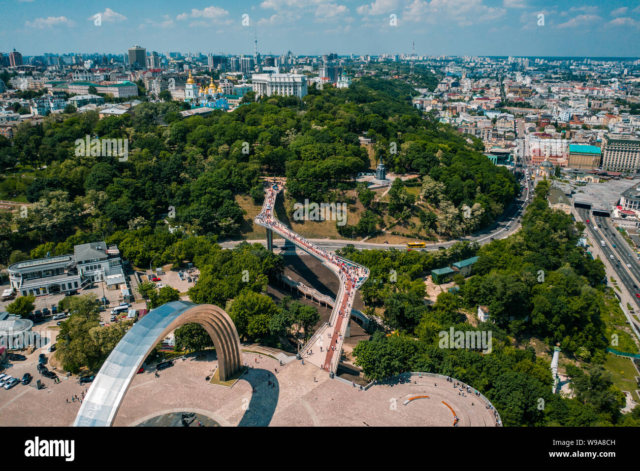 Aerial drone view of new pedestrian bridge from above Stock Photo - Alamy