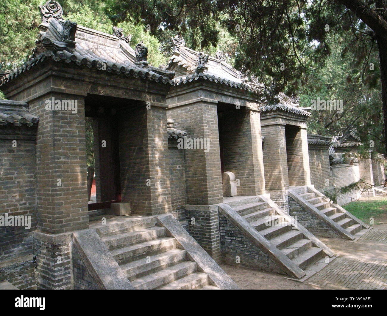 View of the Confucius Temple on Ni Mountain, the birthplace of the ...