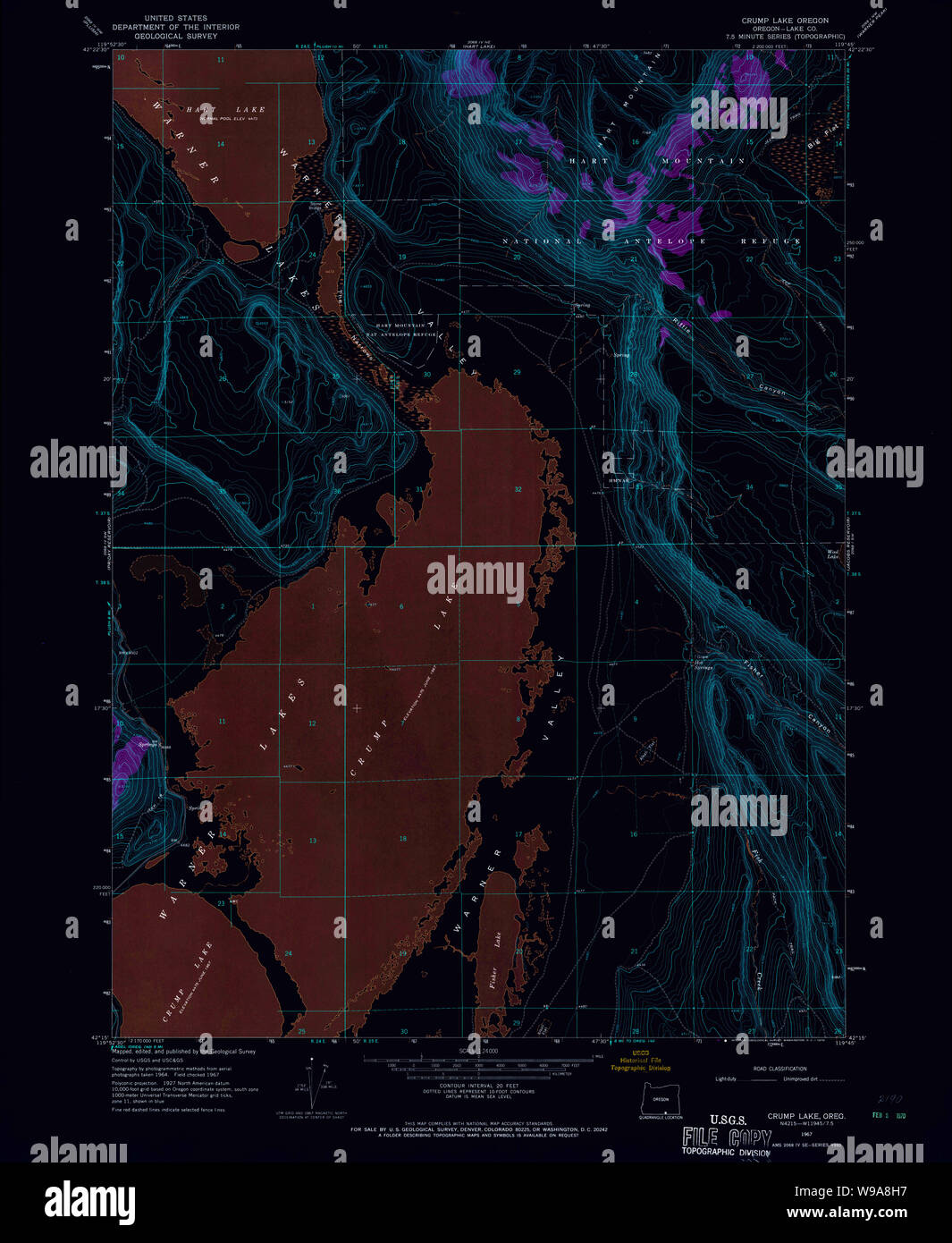 USGS Topo Map Oregon Crump Lake 279535 1967 24000 Inverted Restoration ...