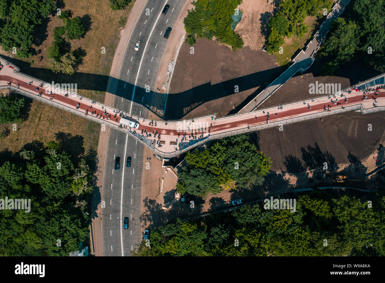 Aerial drone view of new pedestrian bridge from above Stock Photo - Alamy