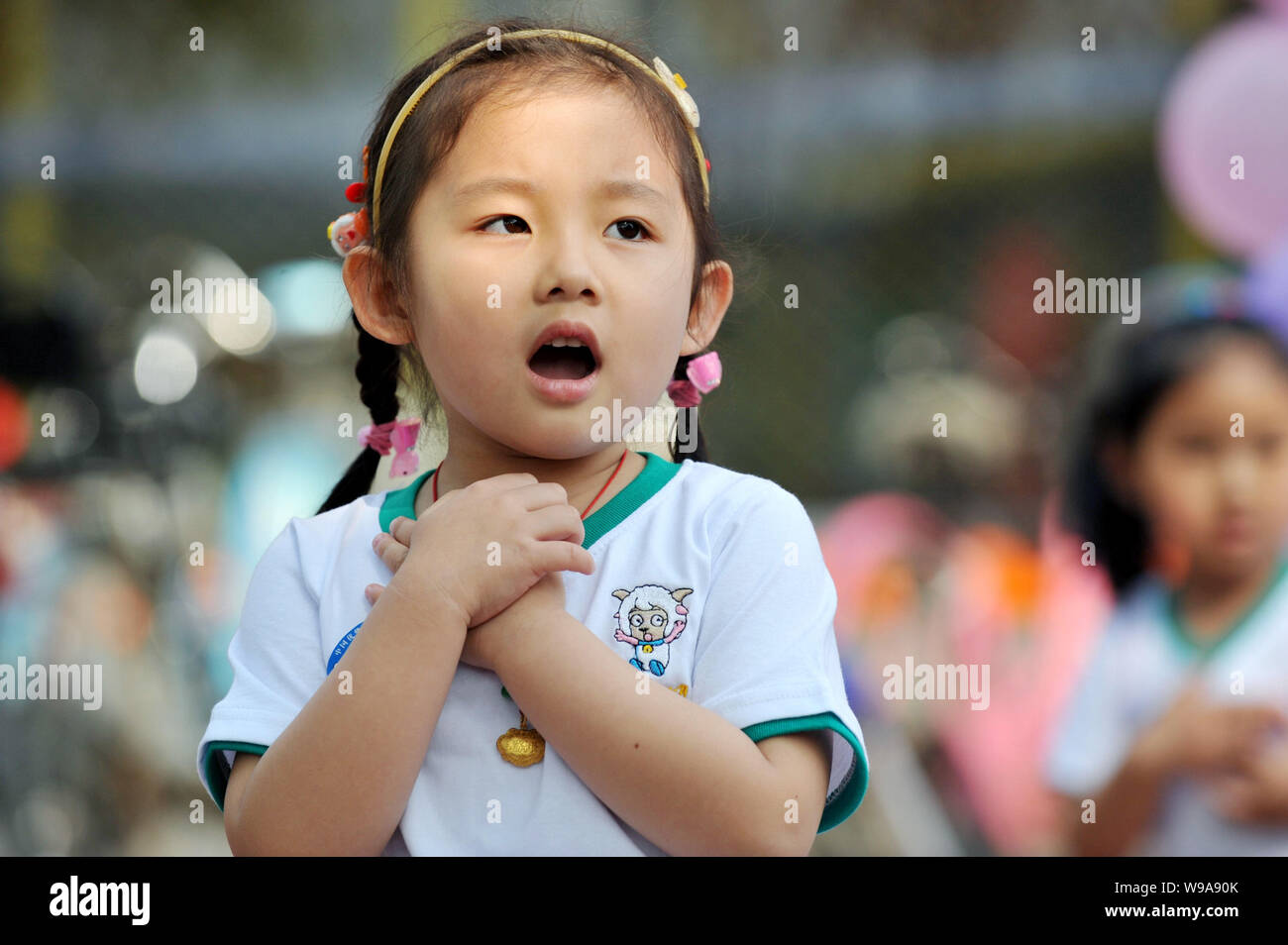 --FILE--Chinese kids do exercises at a kindergarten in Shenyang city ...