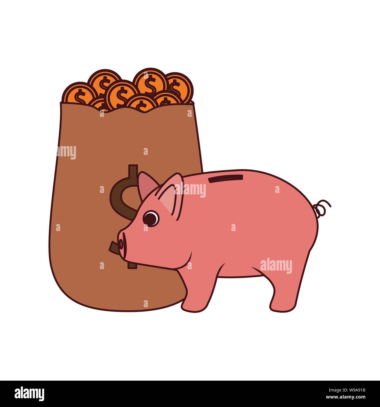 money savings and pig on white background Stock Vector Image & Art - Alamy