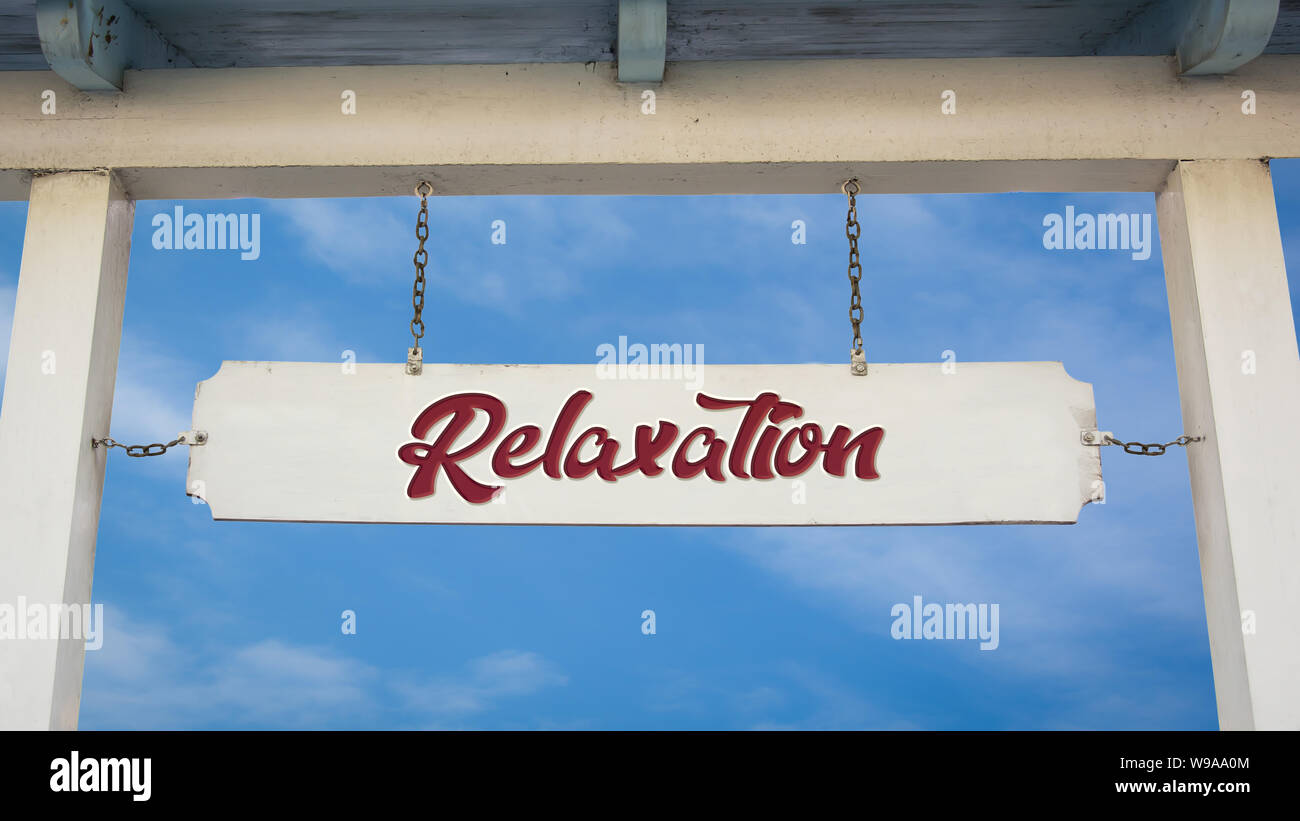 Street Sign the Direction Way to Relaxation Stock Photo - Alamy