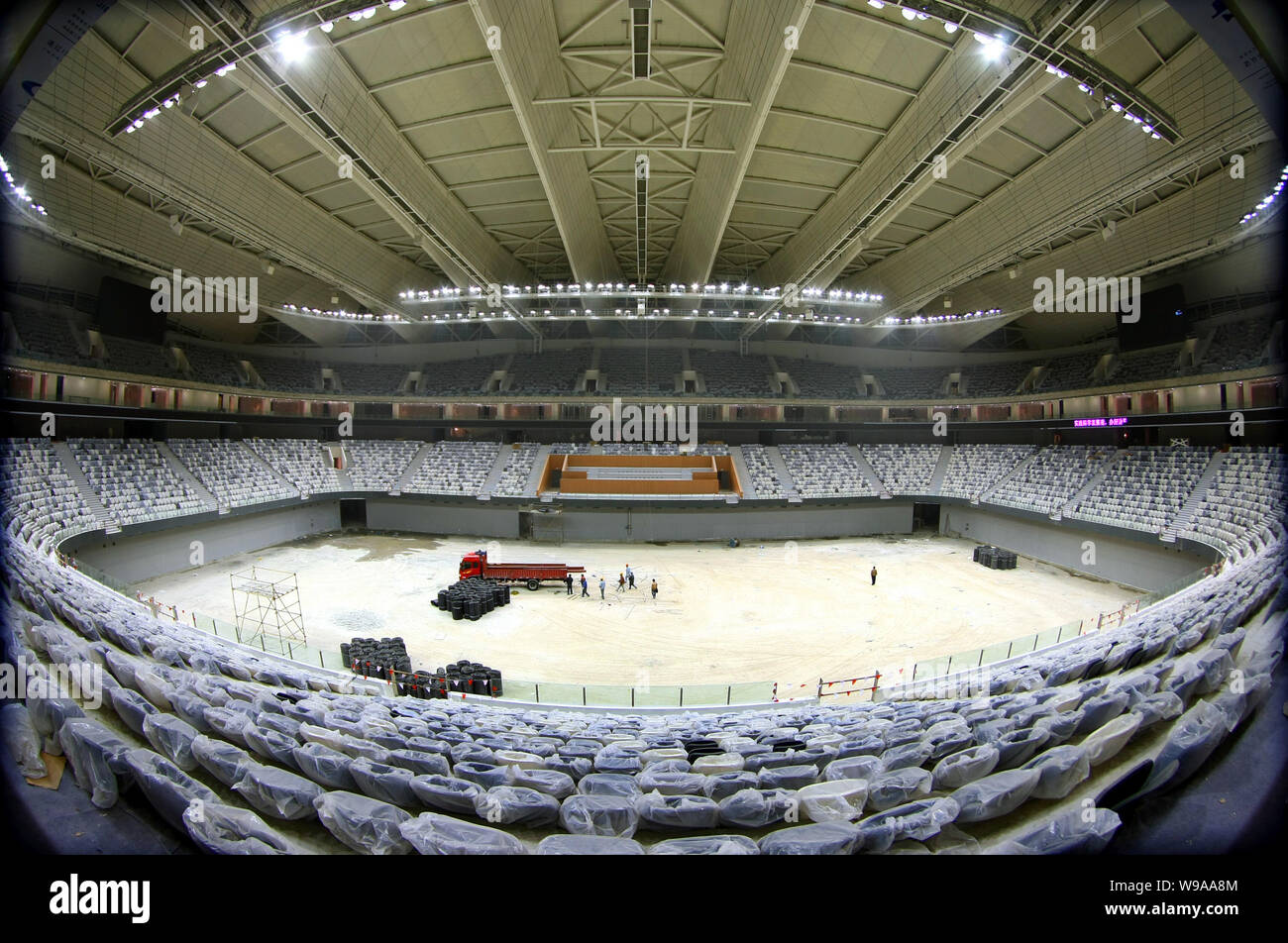 Interior of the comprehensive sports stadium of the Shanghai Oriental ...