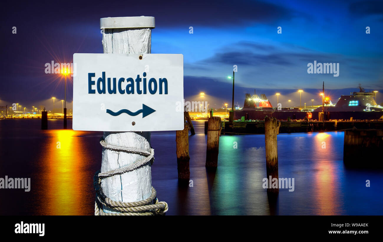 Street Sign the Direction Way to Education Stock Photo - Alamy