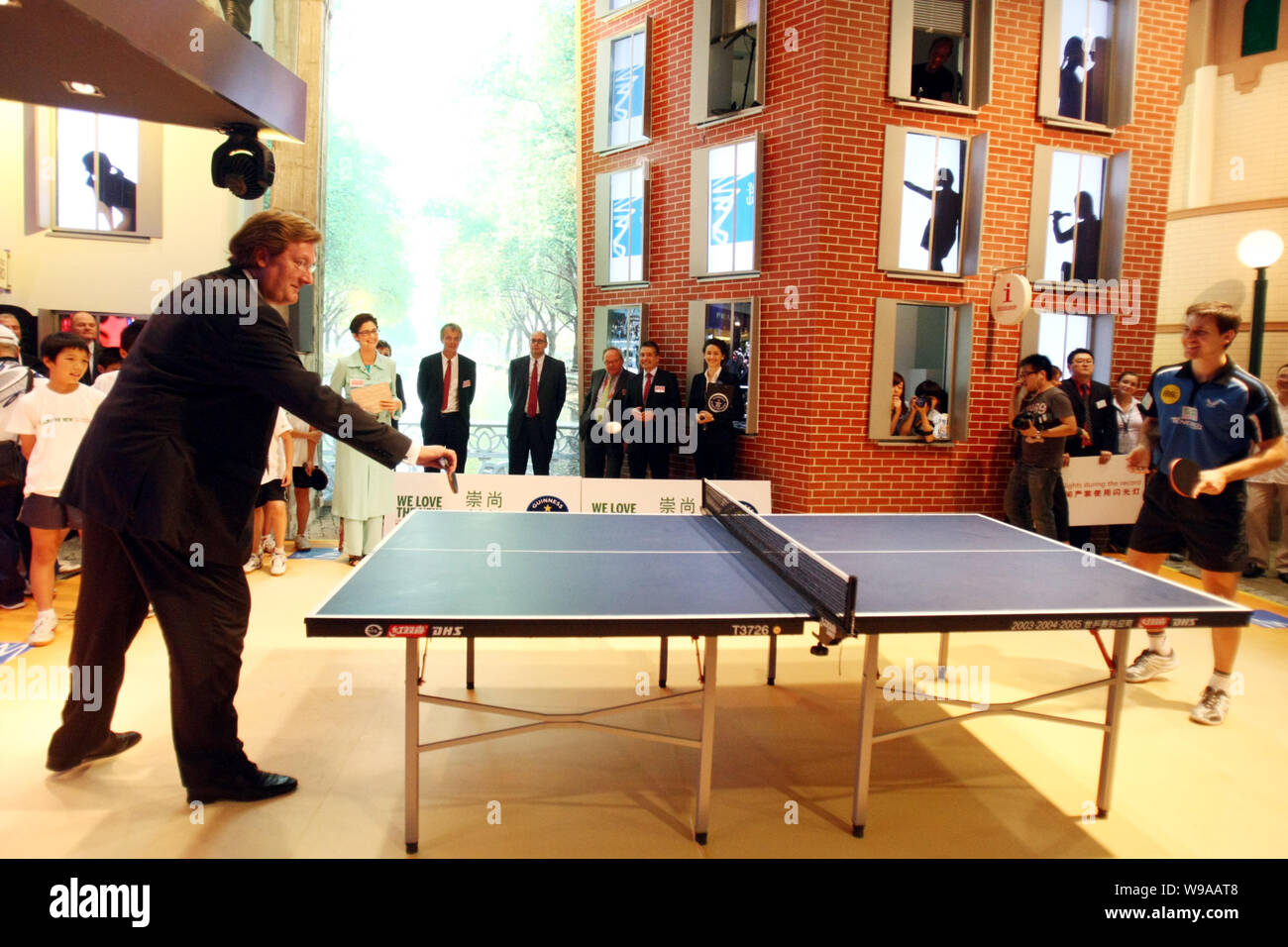 German table tennis player Timo Boll, left, plays with Dusseldorf Lord ...