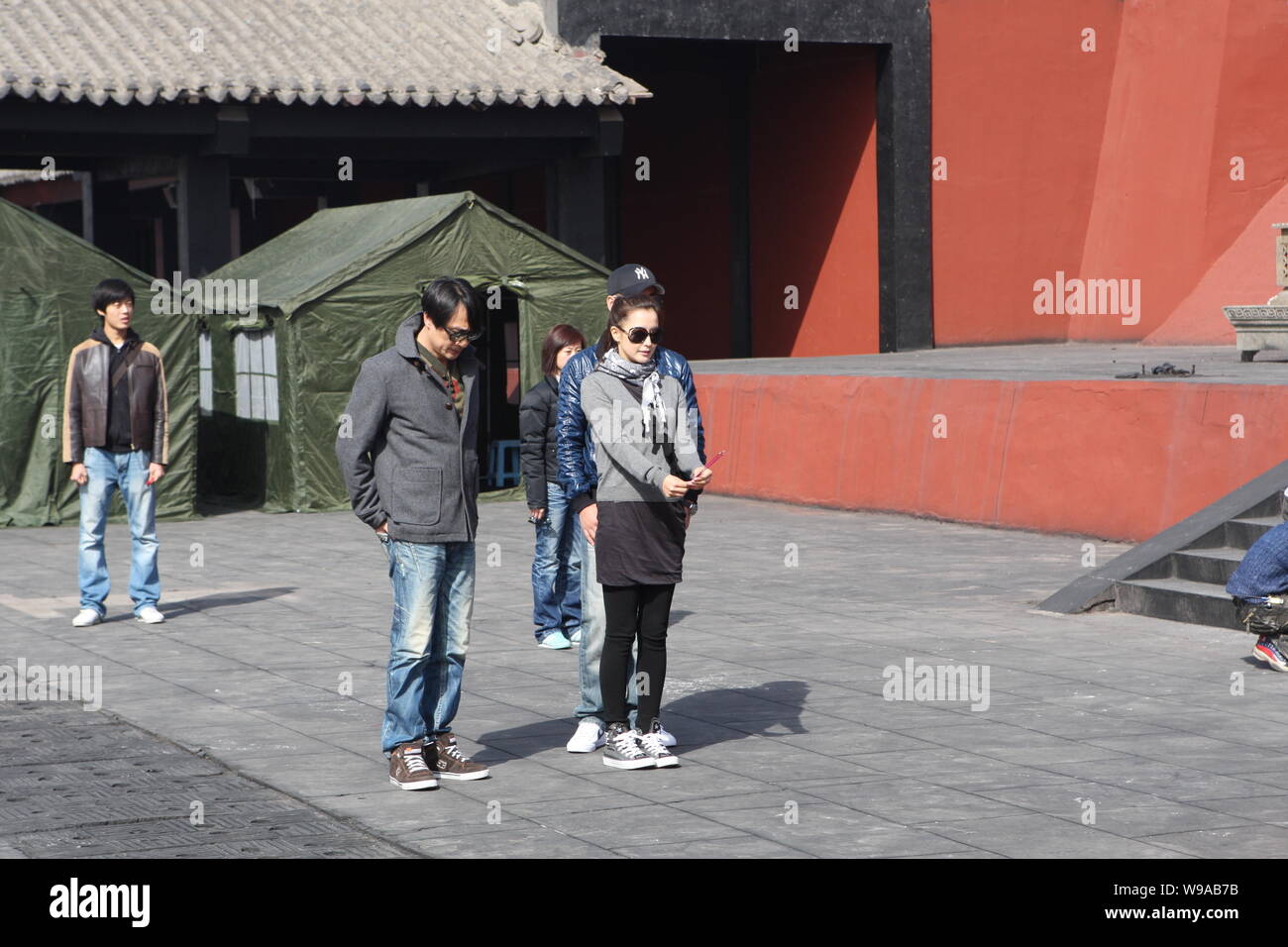 South Korean actress Kim Hee Sun, front right, and Hong Kong actor ...