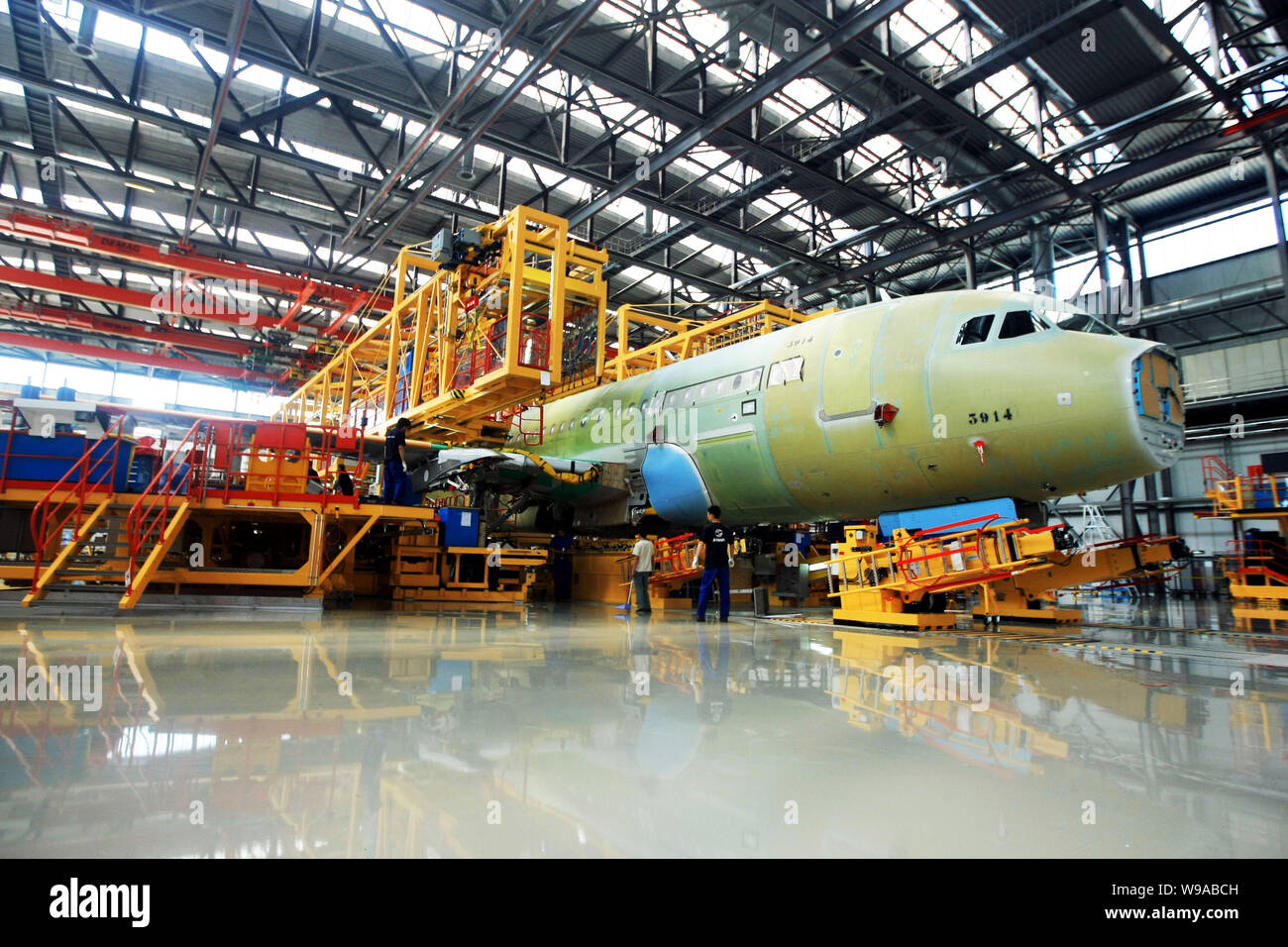 --FILE--An Airbus A320 plane is being assembled in the hangar of the ...