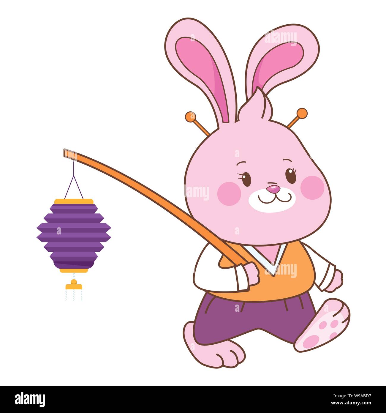 Mid autumn cute rabbit cartoon Stock Vector Image & Art - Alamy