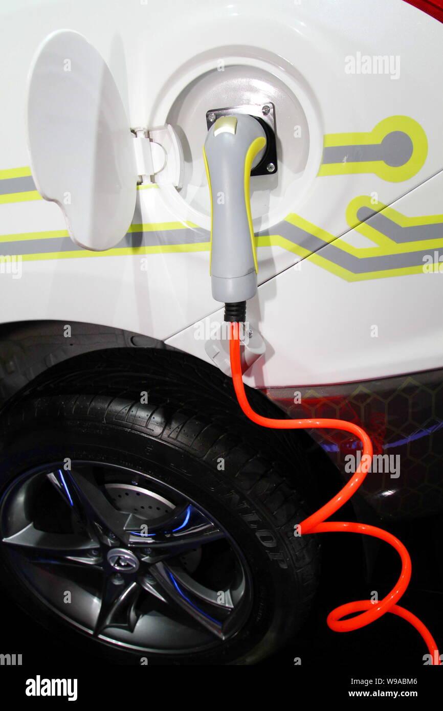 A Changfeng CS7 electric car is displayed at the 11th Beijing ...