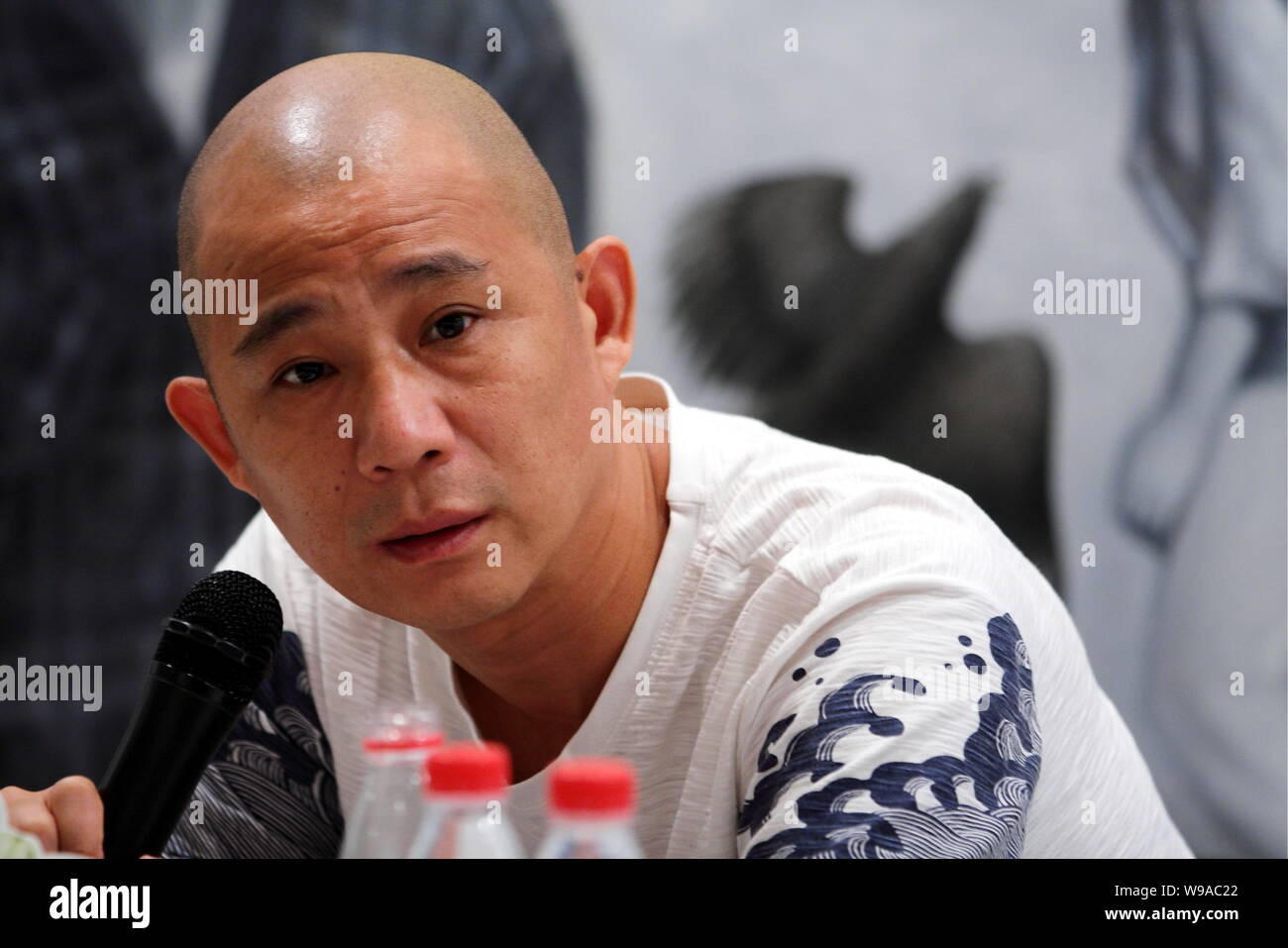 Chinese contemporary artist Fang Lijun speaks at a lecture during his ...