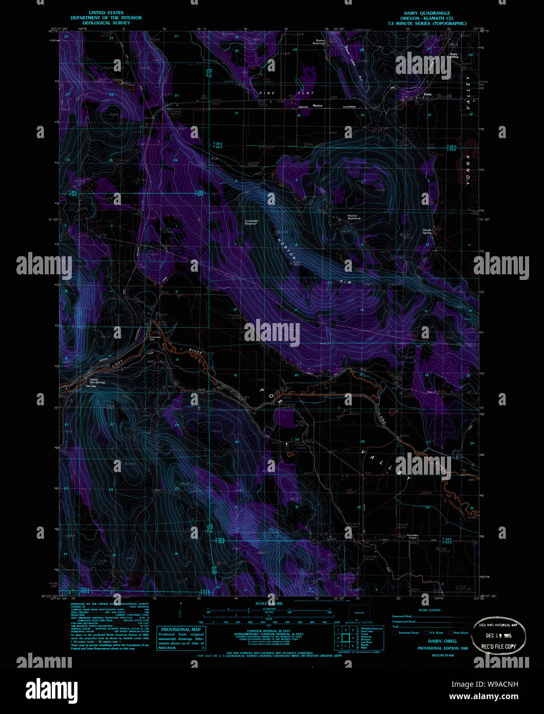 USGS Topo Map Oregon Dairy 279548 1985 24000 Inverted Restoration Stock ...