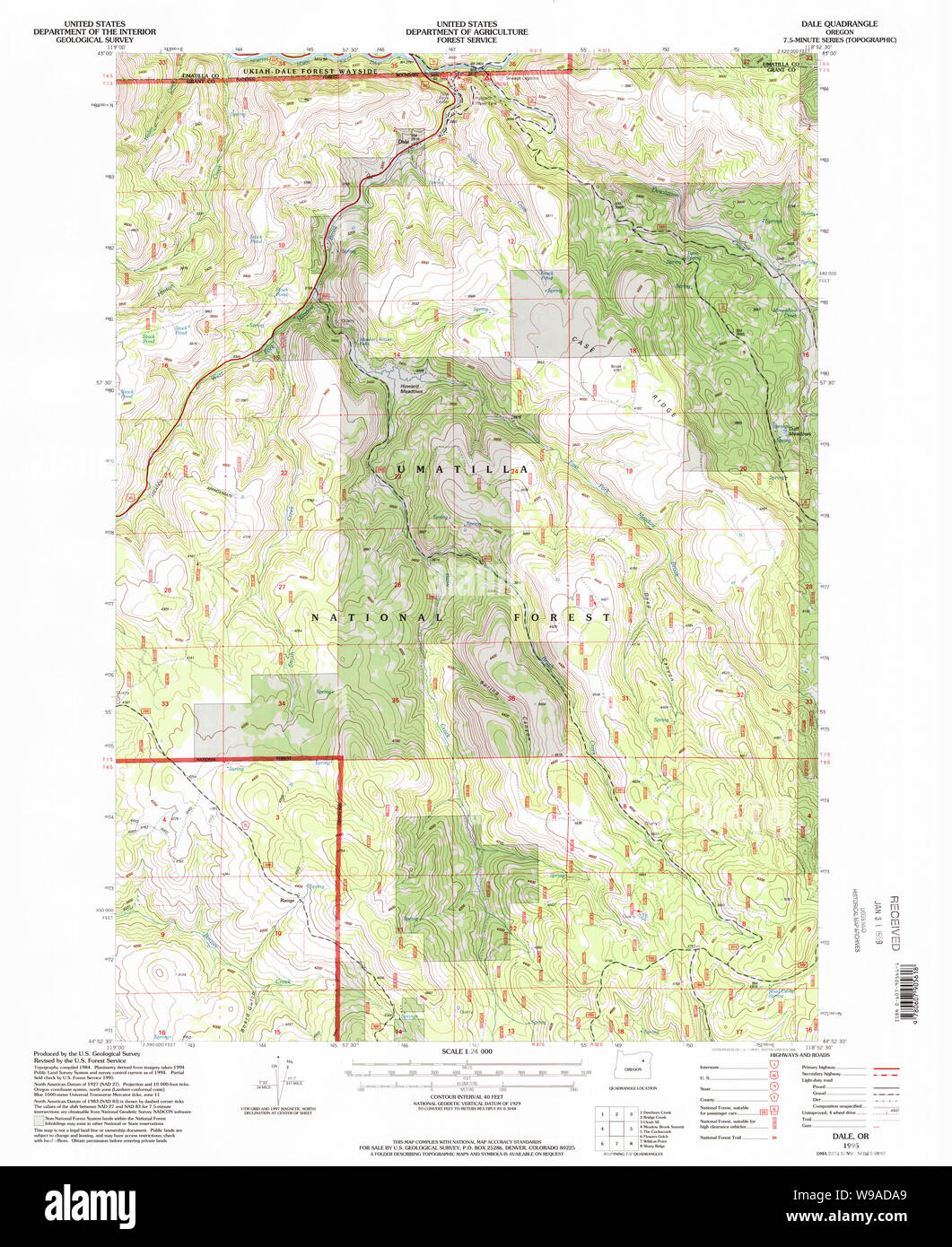 Map of dale oregon hi-res stock photography and images - Alamy