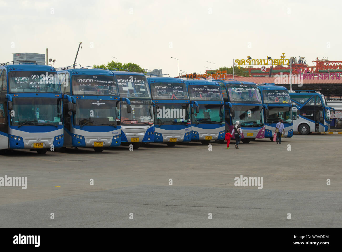 BANGKOK, THAILAND - DECEMBER 14, 2018: Parking of intercity double ...