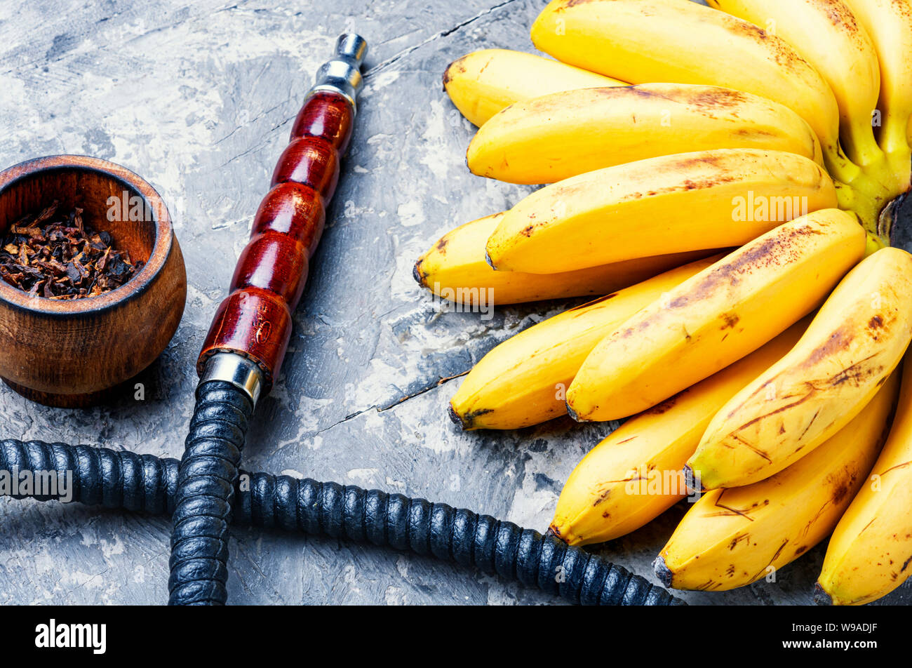 Tobacco shisha with banana flavor.Nargile with banana.Fruit arabia ...