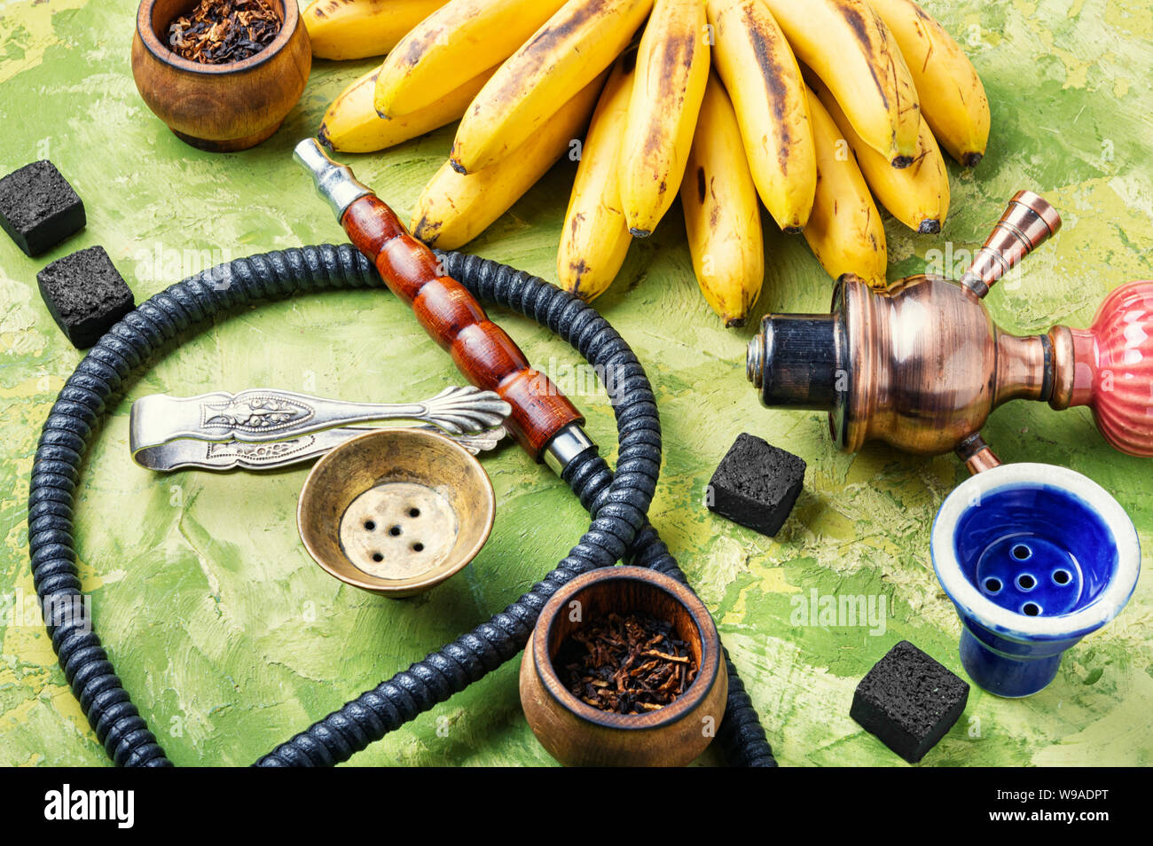 Tobacco shisha with banana flavor.Nargile with banana.Fruit hookah ...