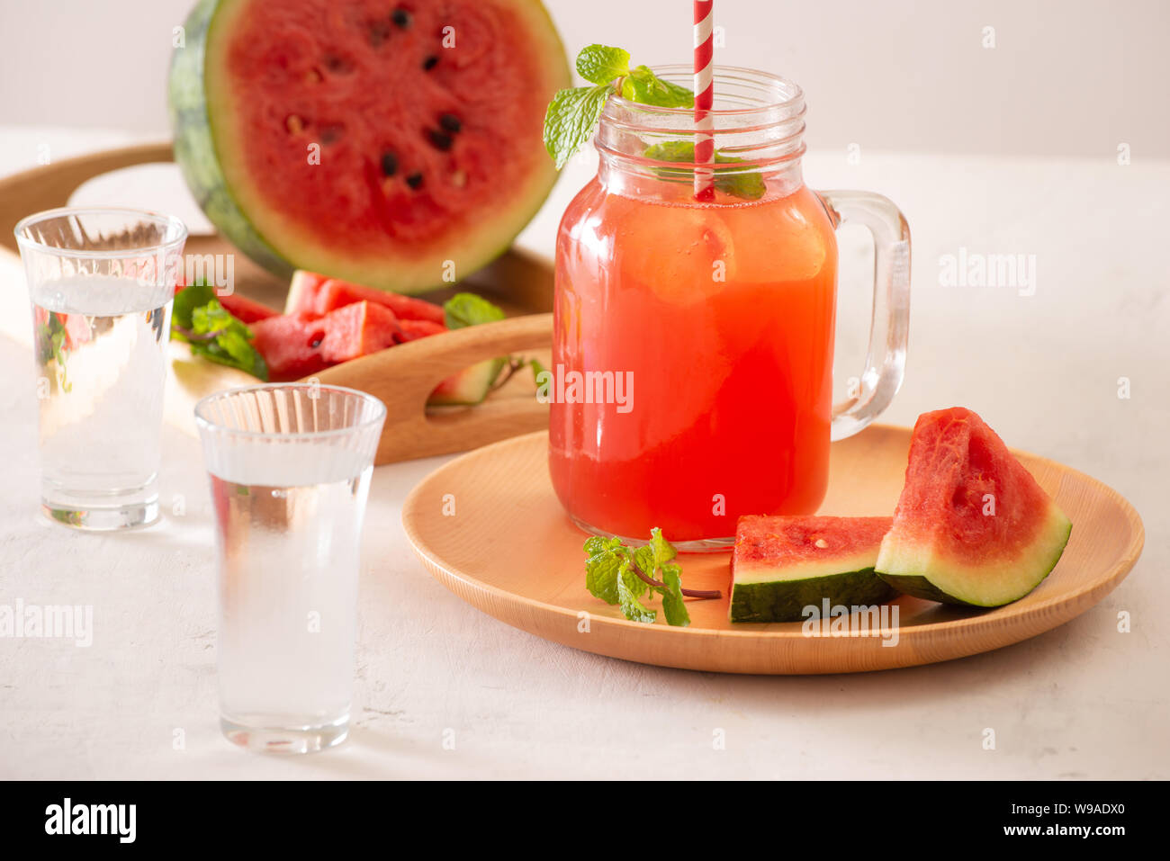 Cold Watermelon Smoothie Stock Photo - Alamy