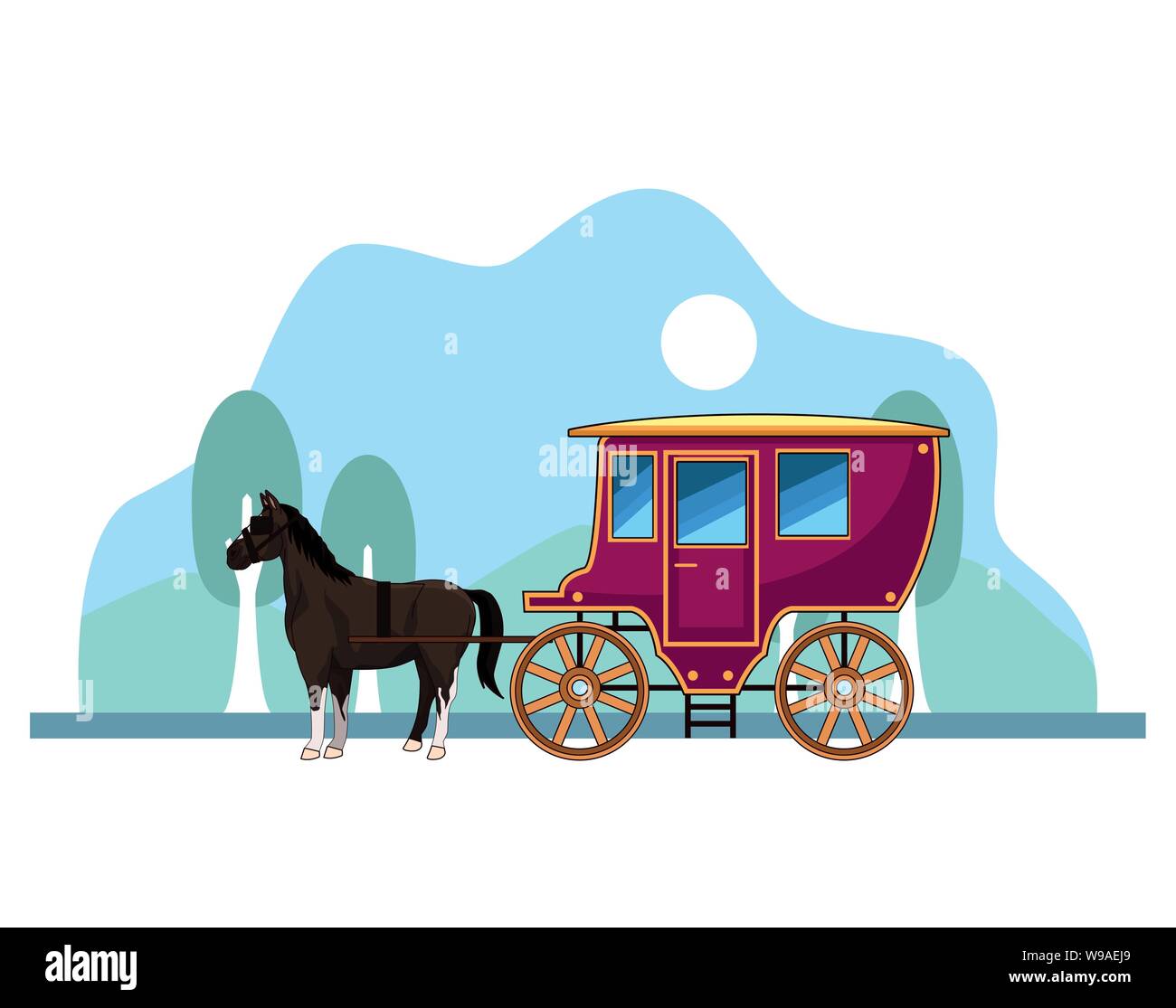 Historic horse drawn carriage Stock Vector Images - Alamy