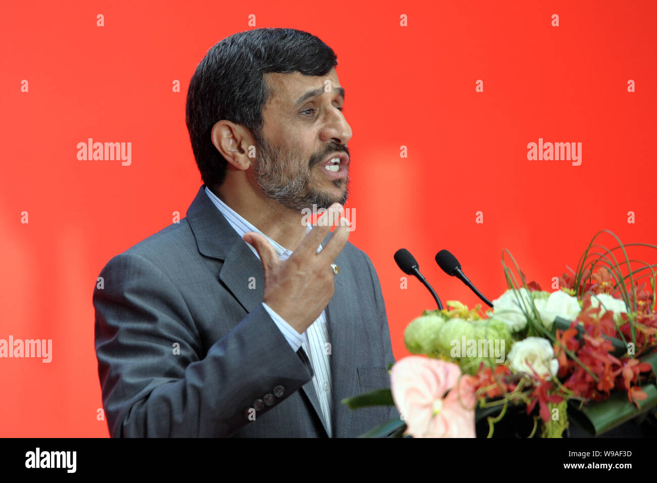 Iranian President Mahmoud Ahmadinejad speaks at a ceremony celebrating ...