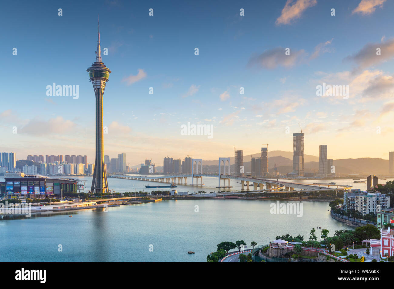 Macau city skyline at sunset Stock Photo - Alamy