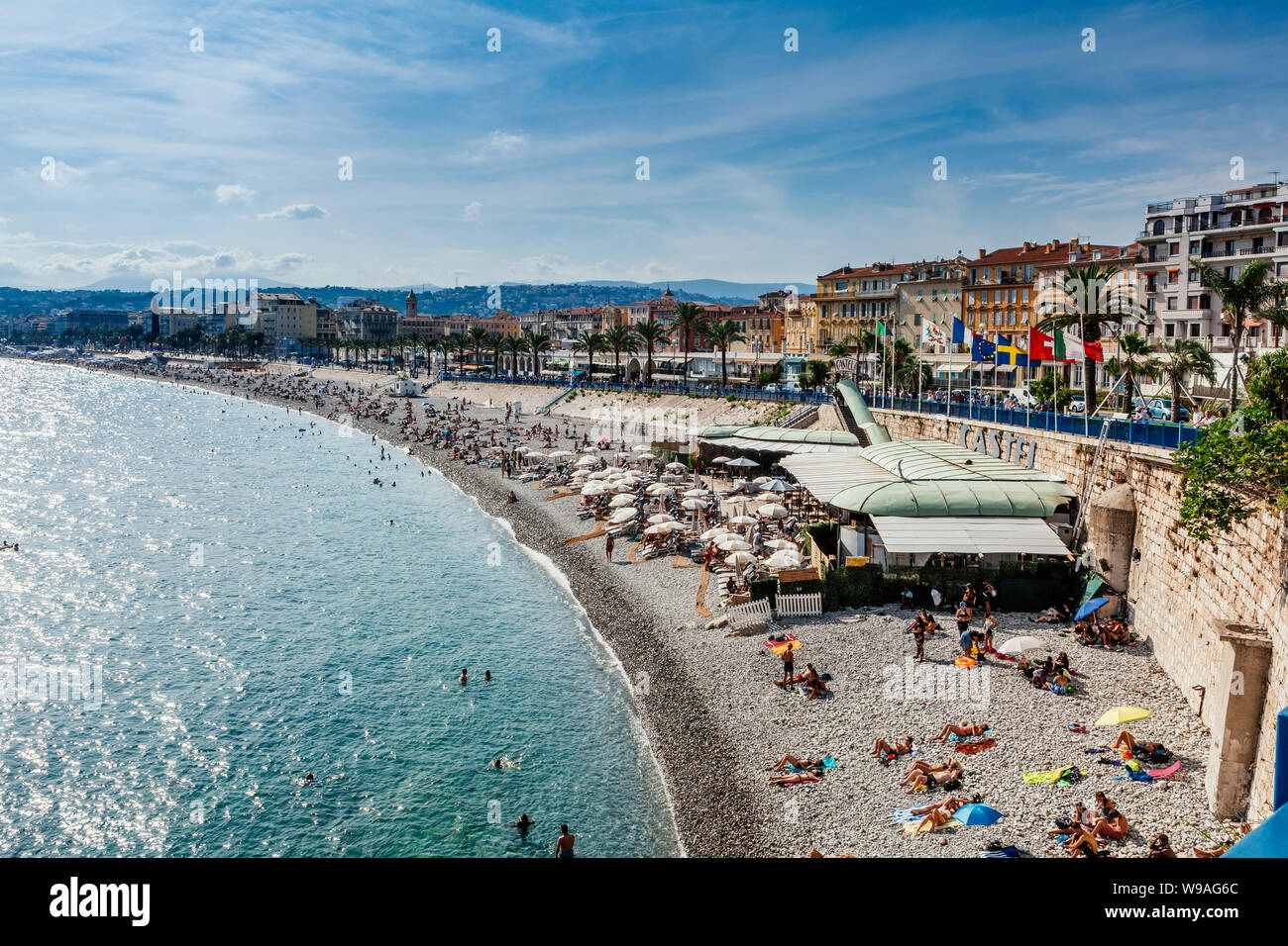 Sunbathers on beach nice france hi-res stock photography and images - Alamy