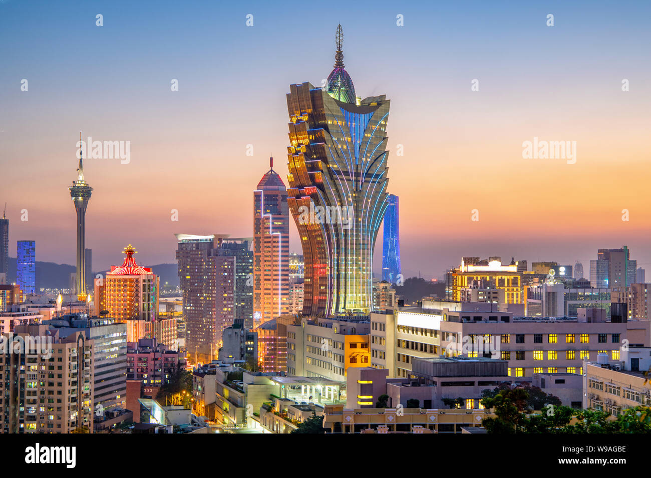 Macau, city skyline at night Stock Photo - Alamy