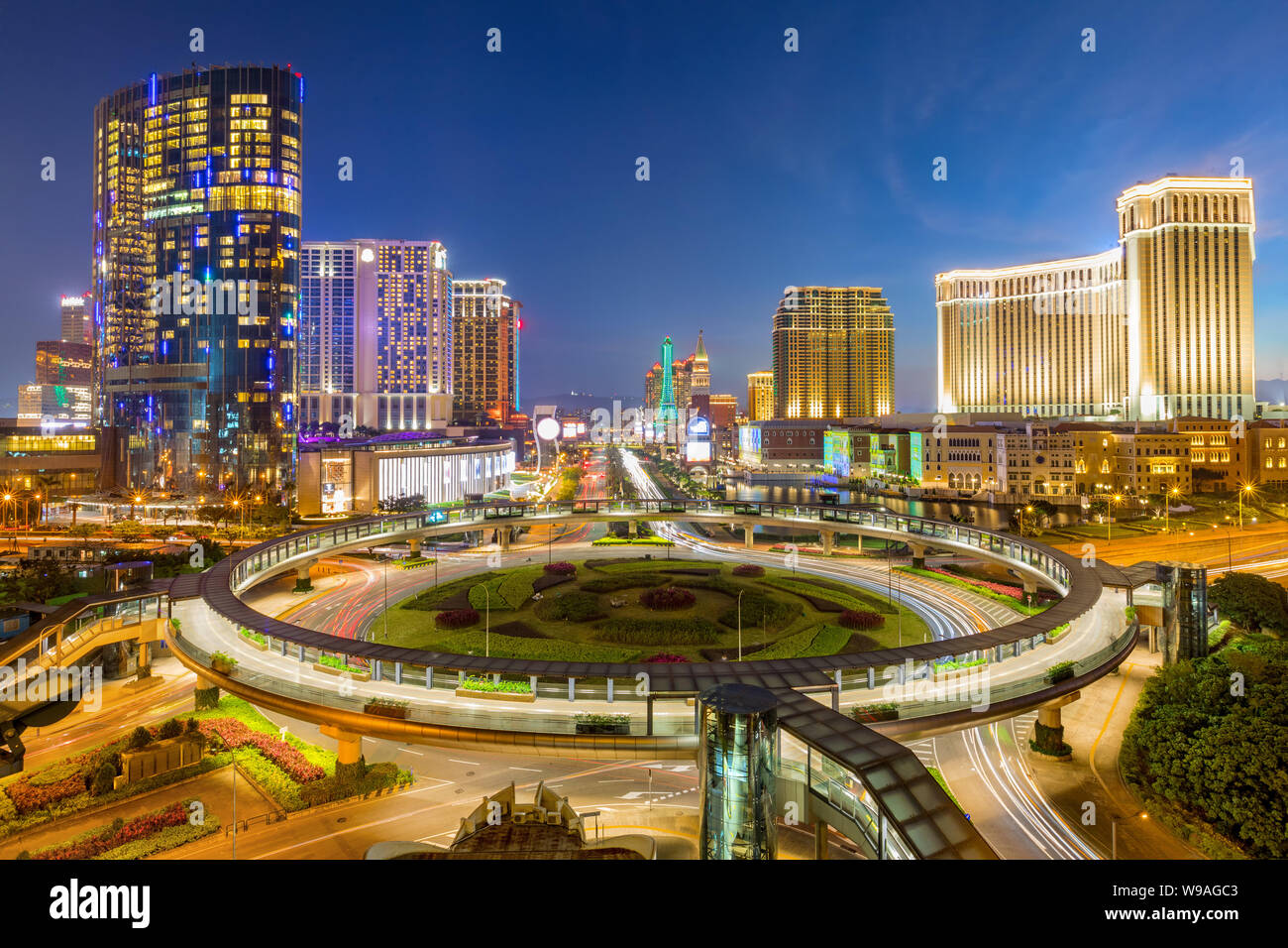 Macau cityscape skyline at night Stock Photo - Alamy
