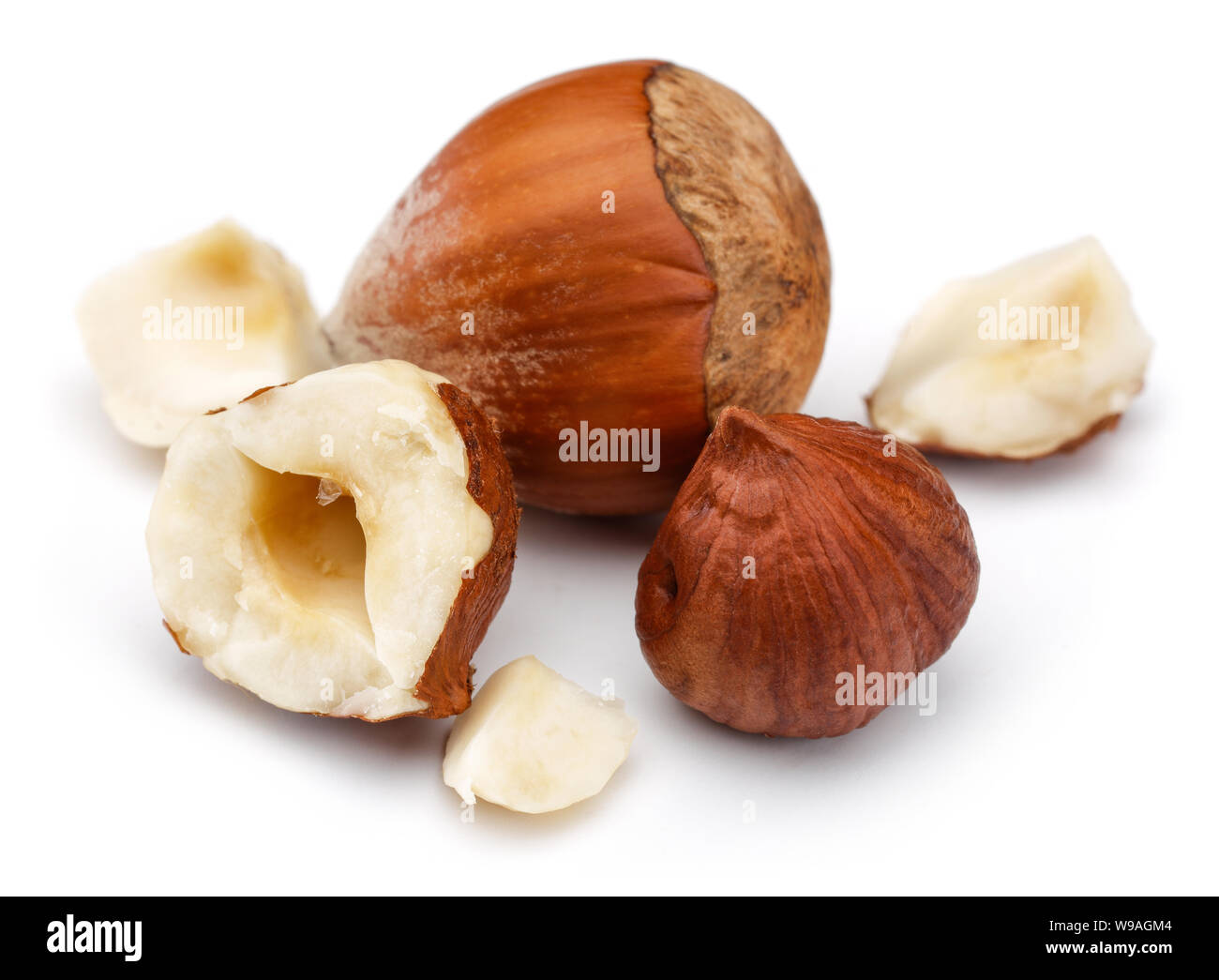 Group of hazelnuts isolated on white background Stock Photo - Alamy