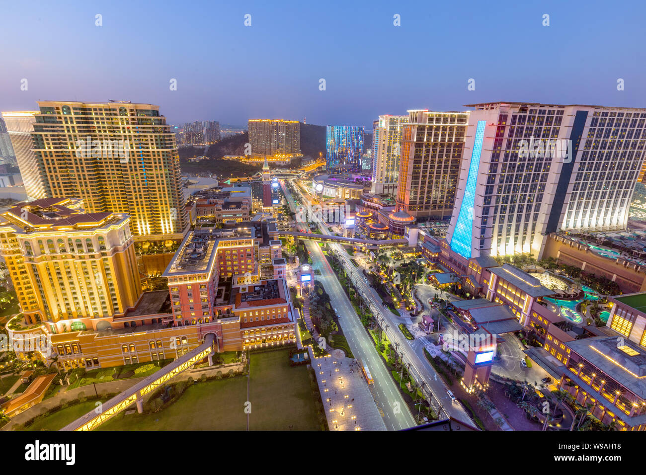 Macau cityscape skyline at night Stock Photo - Alamy