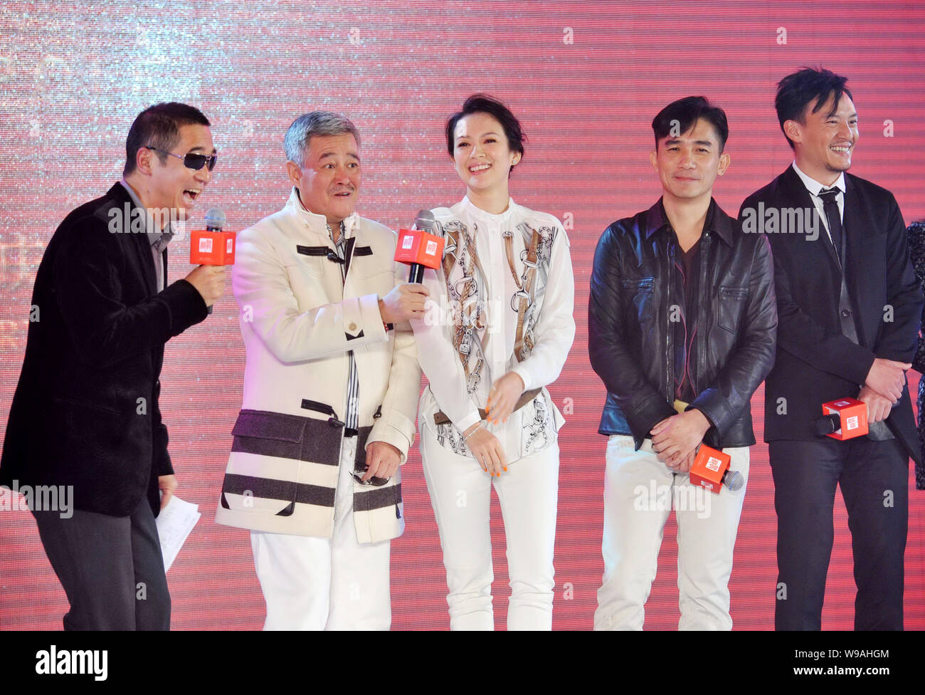 (From left) Chinese director and actor Zhang Guoli, Chinese comedian ...
