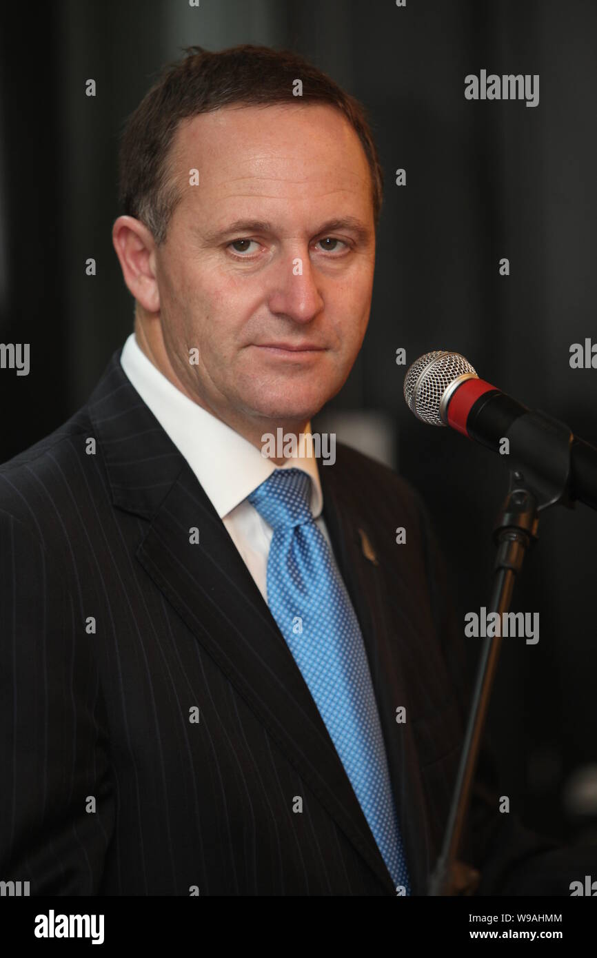 New Zealand Prime Minister John Key speaks at the New Zealand Pavilion ...