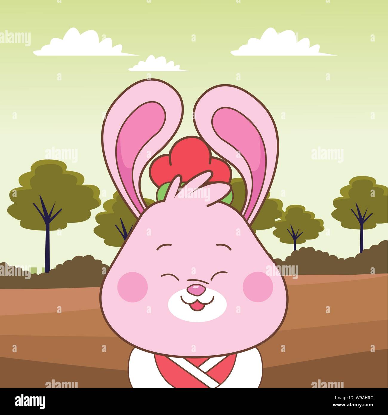 Mid autumn cute rabbit cartoon Stock Vector Image & Art - Alamy