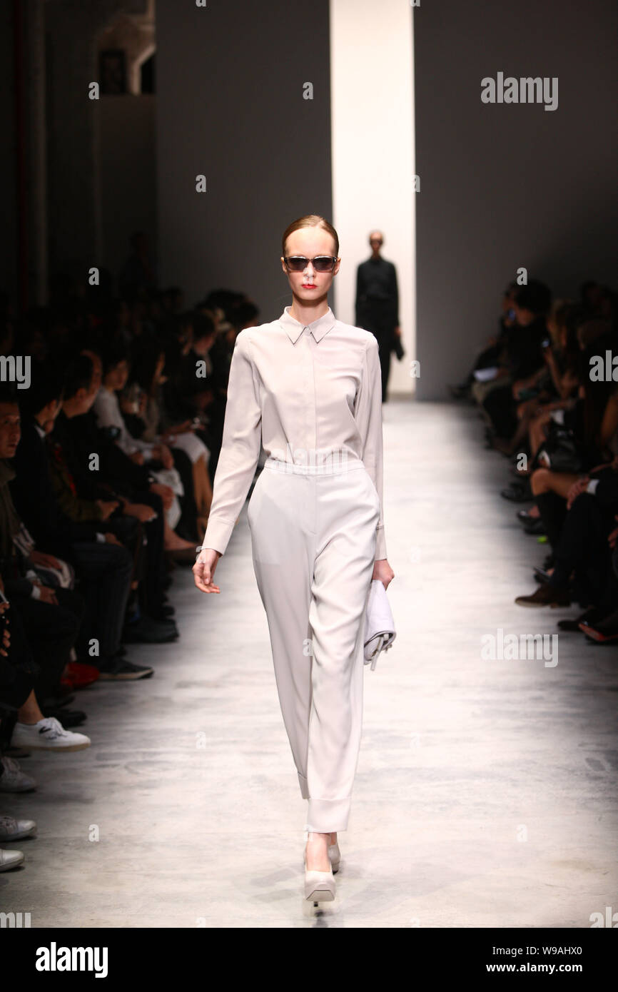 A model parades during the Calvin Klein (CK) Autumn/Winter 2010 Fashion ...