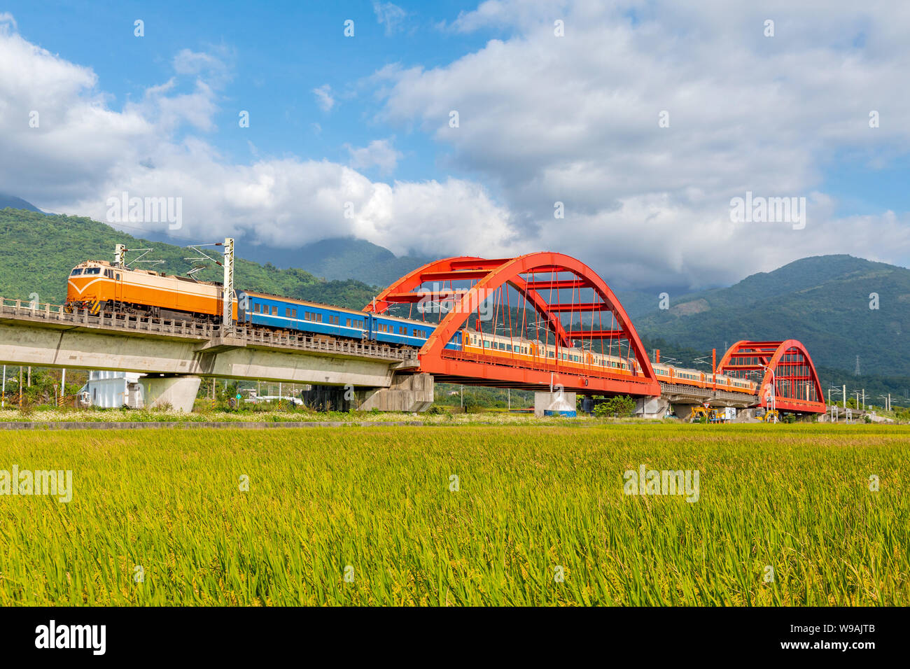 train on the field in yuli, hualien, taiwan Stock Photo - Alamy