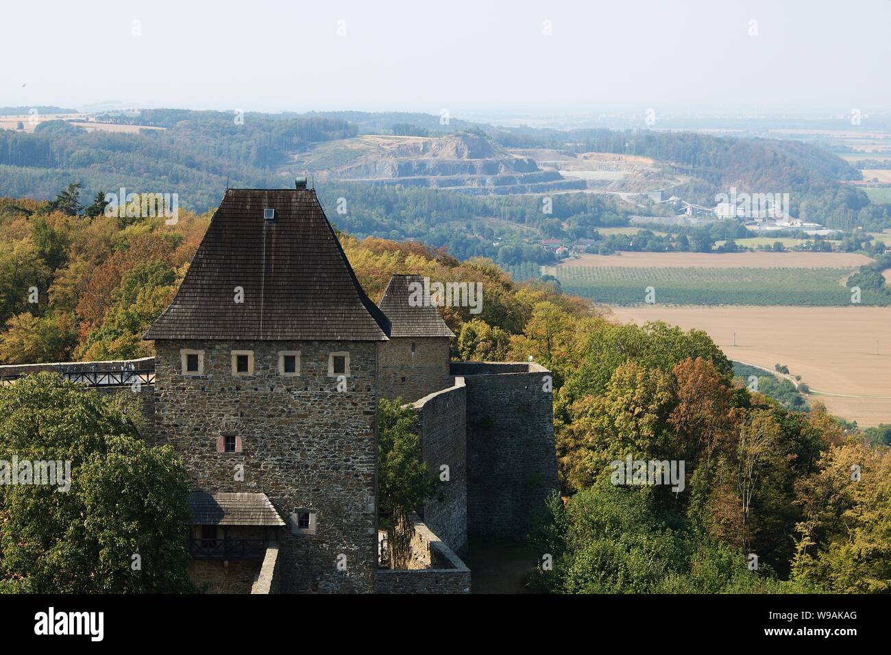View from the tower of medieval castle Helfstyn in central Moravia ...
