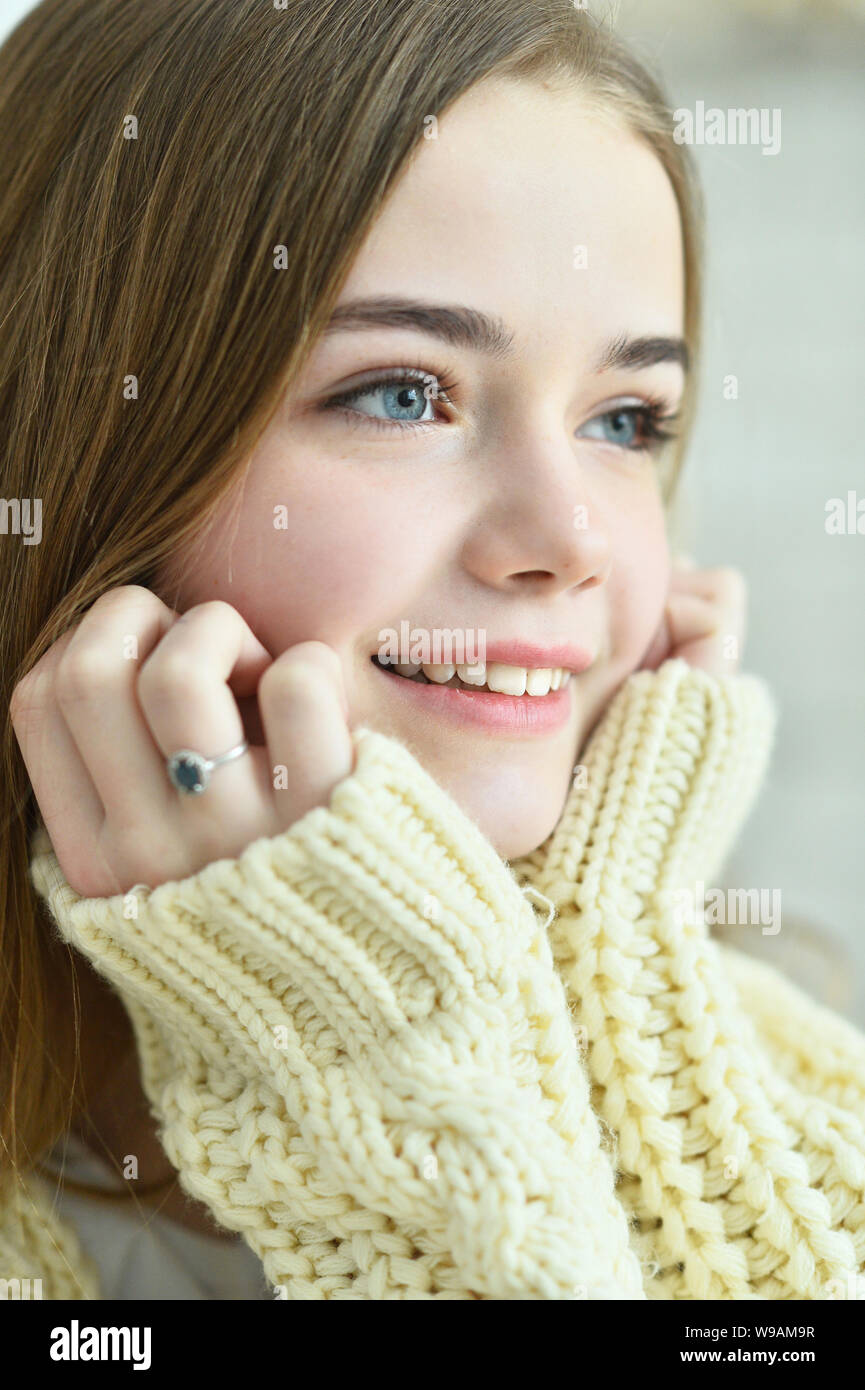 Close up portrait of beautiful teen girl Stock Photo - Alamy