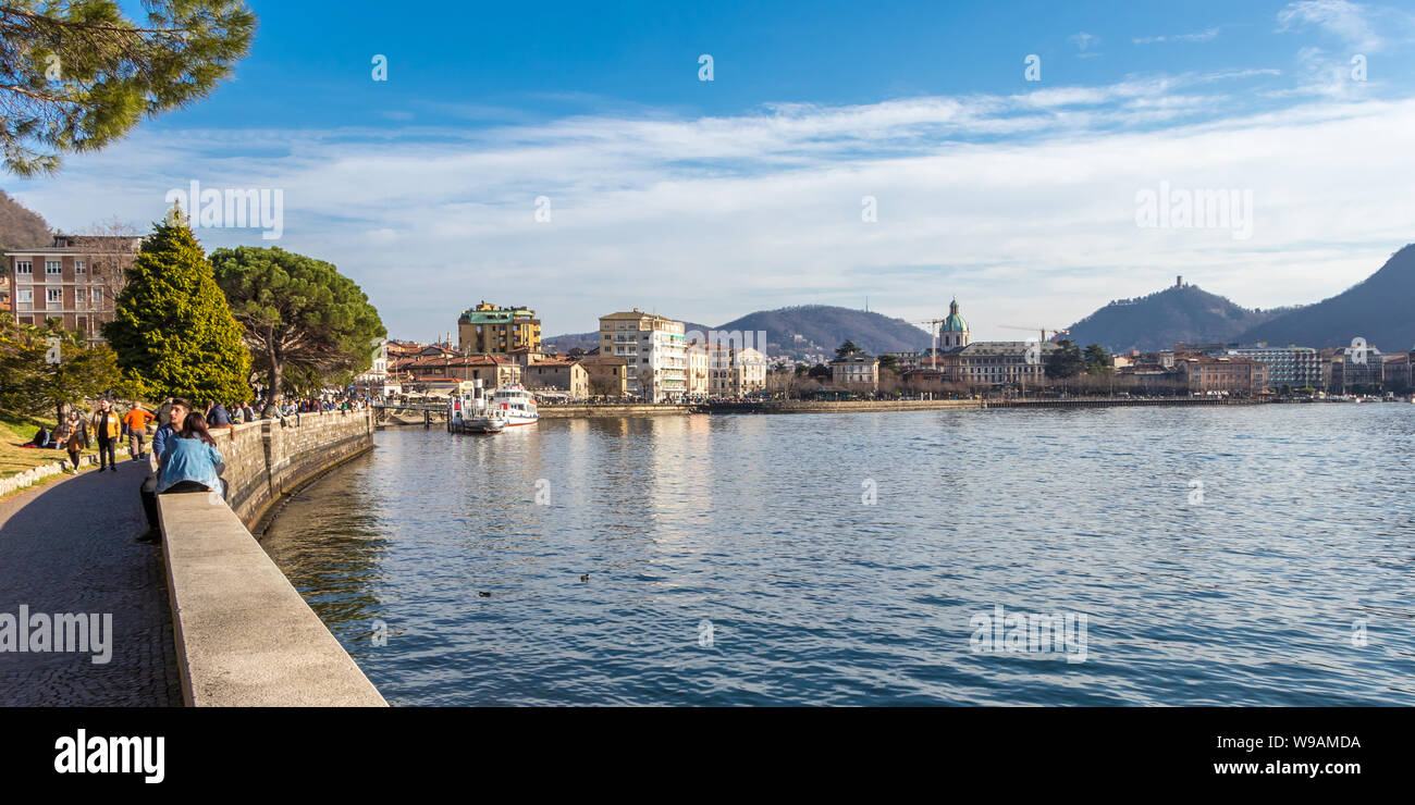 Como, Italy - March 10, 2019: Lake Como, tourists and local people ...