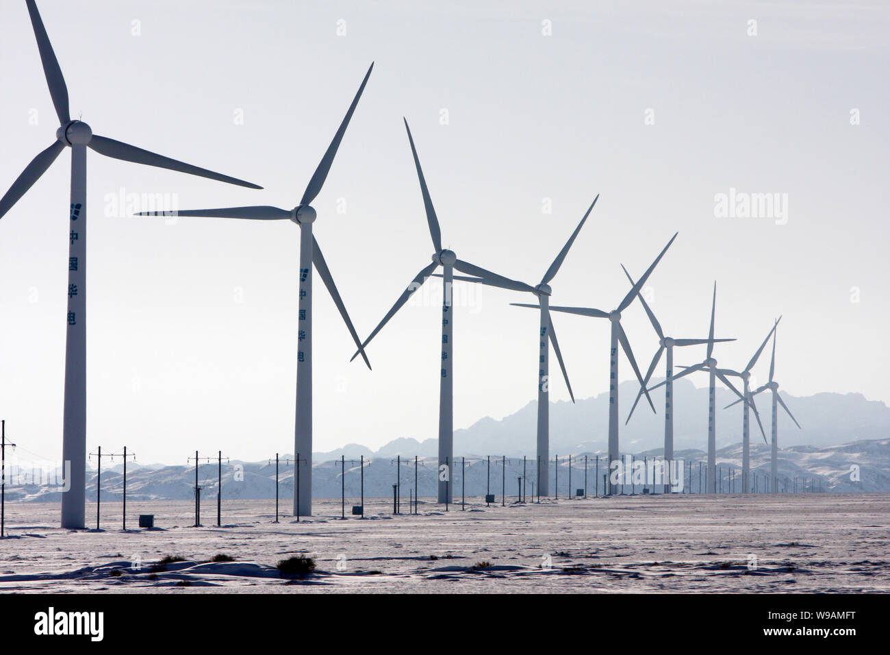 --FILE--Wind turbines generate electricity at a wind farm in Burjin ...