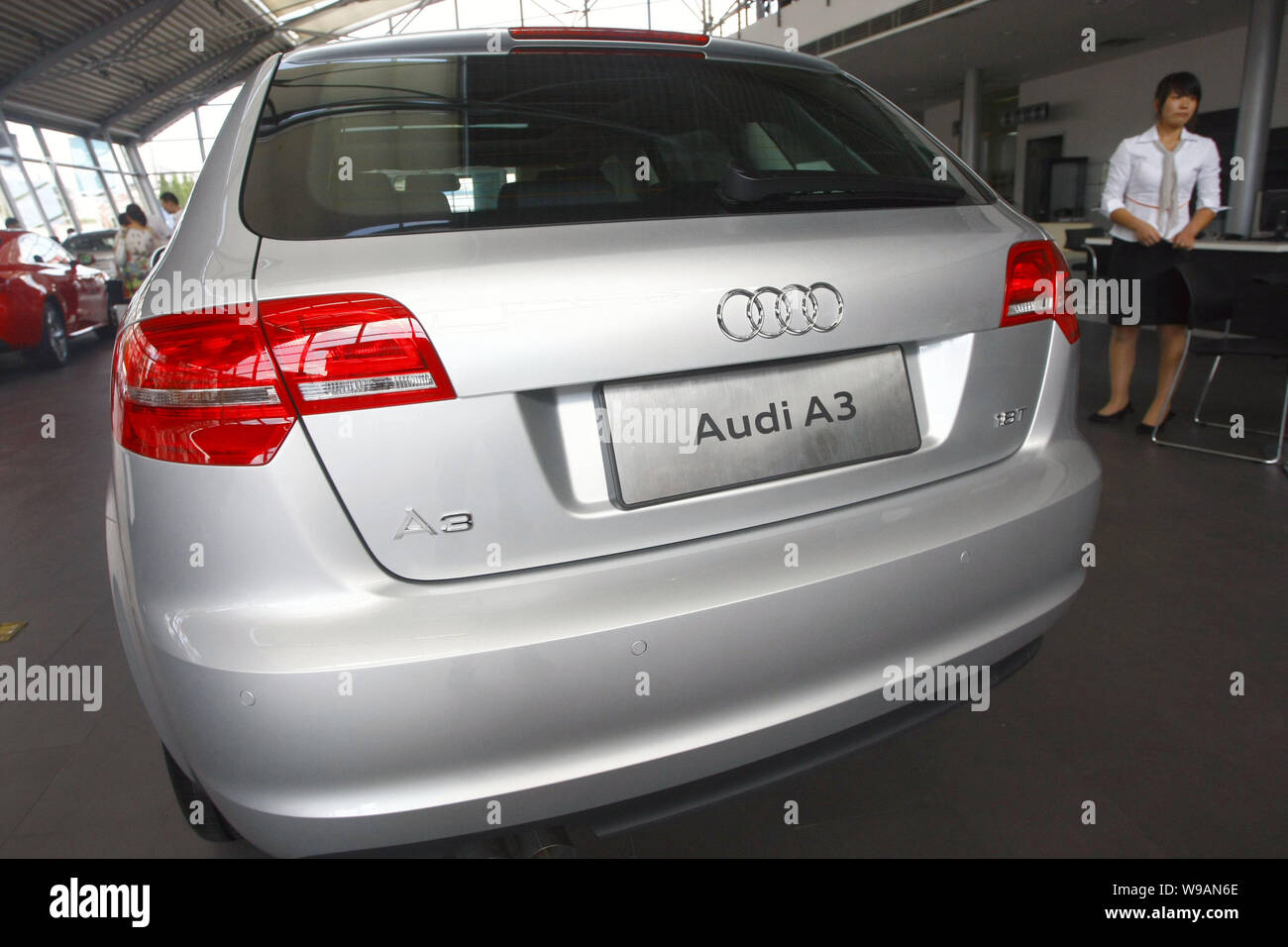 An Audi A3 is displayed in a dealership in Shanghai, China, 3 September ...
