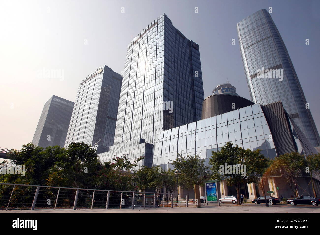 --FILE--View of of modern skyscrapers and high-rise office buildings in ...