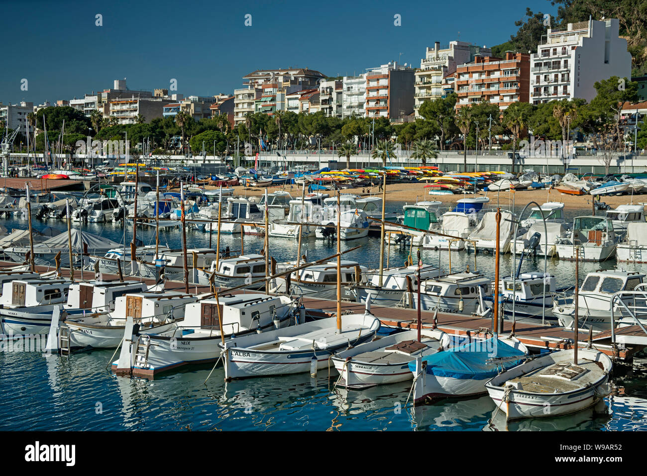 FISHING BOATS MARINA PORT OF BLANES COSTA BRAVA GERONA CATALONIA SPAIN ...